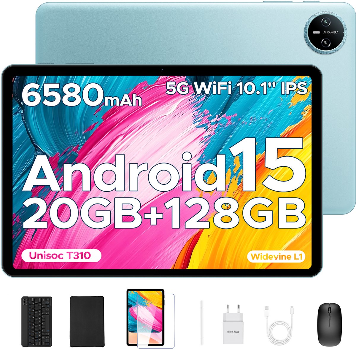 DOOGEE Tab A9 Pro Android 15 Tablet met toetsenbord 10"HD 4GB RAM ...